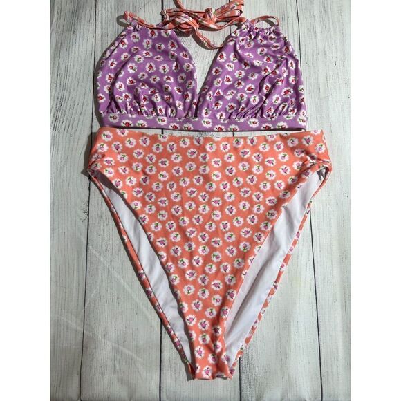 ASOS | Swim | Asos Design 2 Piecepurple Orange Bikinihalter Bottom Size ...